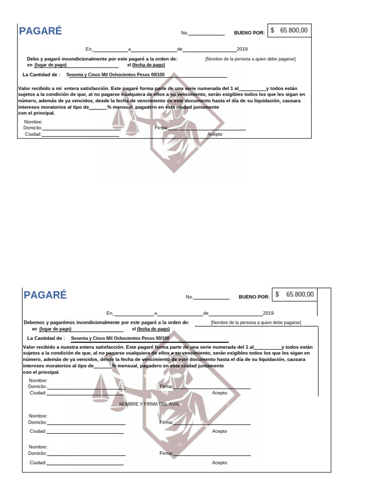 FORMATO PAGARE Wo | PDF