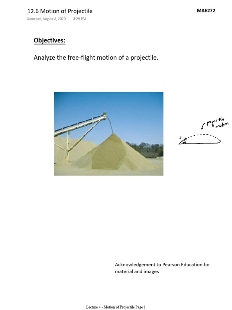 Lecture 4 - Motion of Projectile | PDF | Projectiles | Acceleration