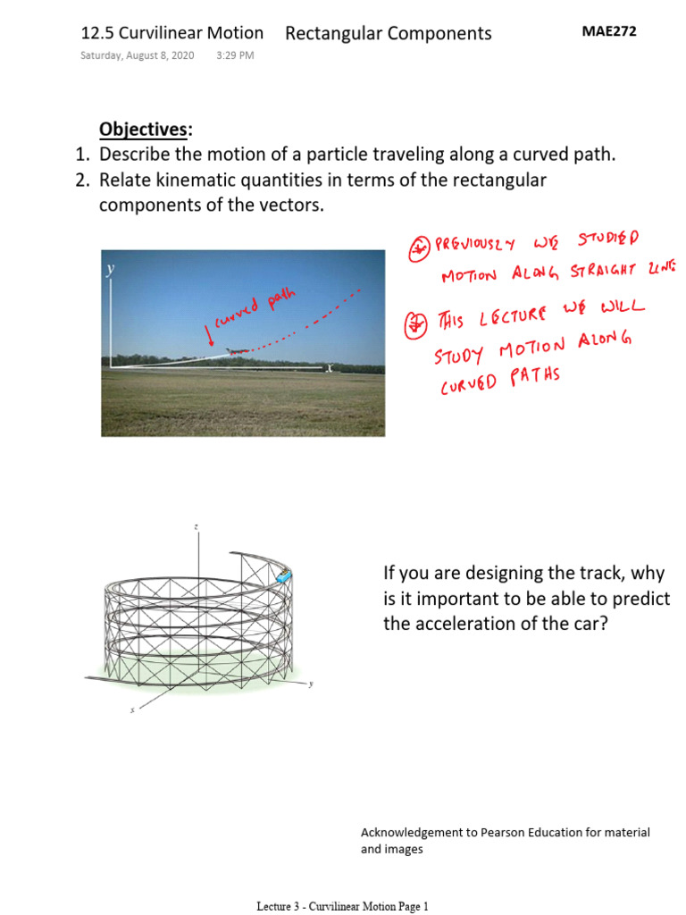 Lecture 3 - Curvilinear Motion | PDF | Acceleration | Velocity