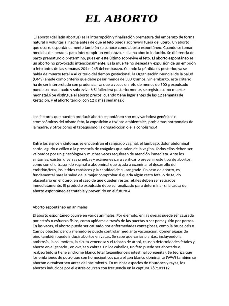 El aborto 2 | PDF | Aborto | Aborto espontáneo