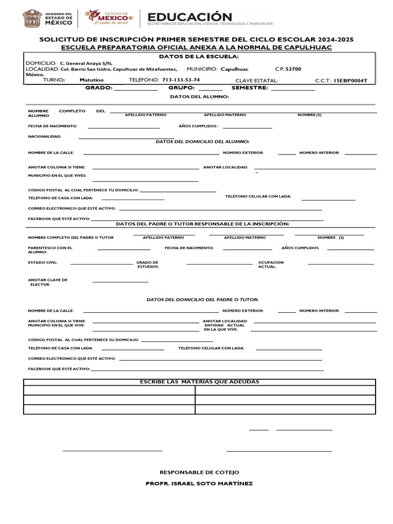 Ficha de Inscripcion Prepa Nathan | PDF