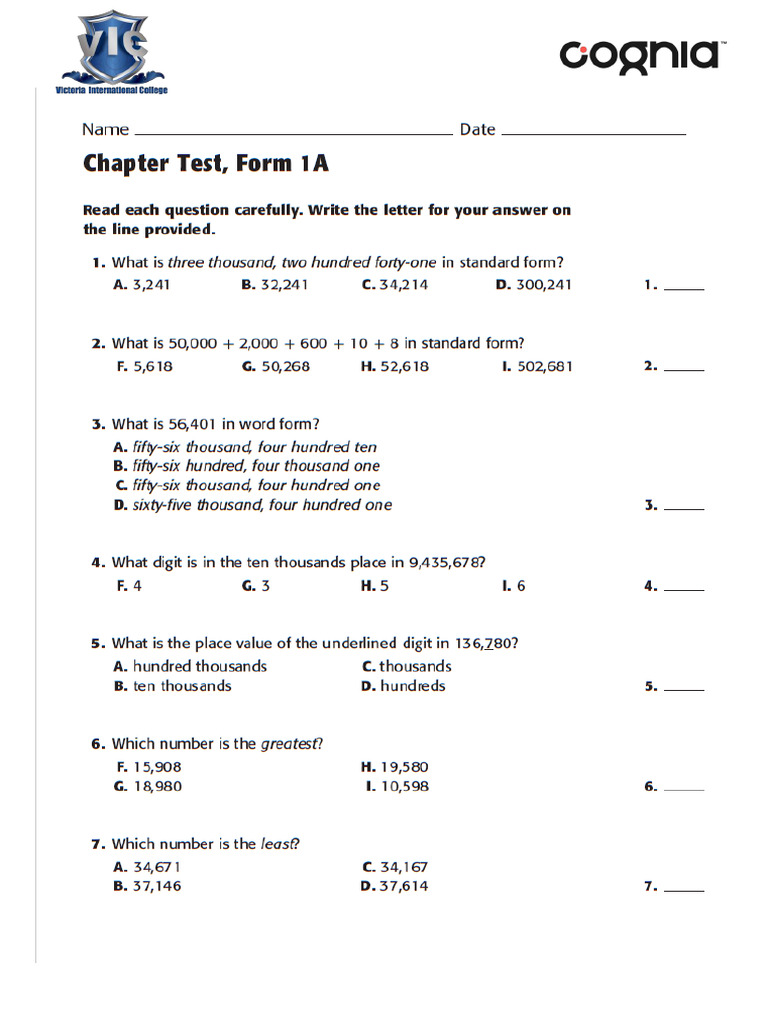 Grade 4 Quiz 1 | PDF