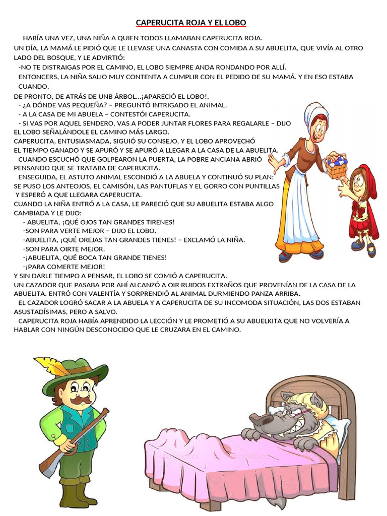 CUENTO CAPERUCITA ROJA Y EL LOBO | PDF