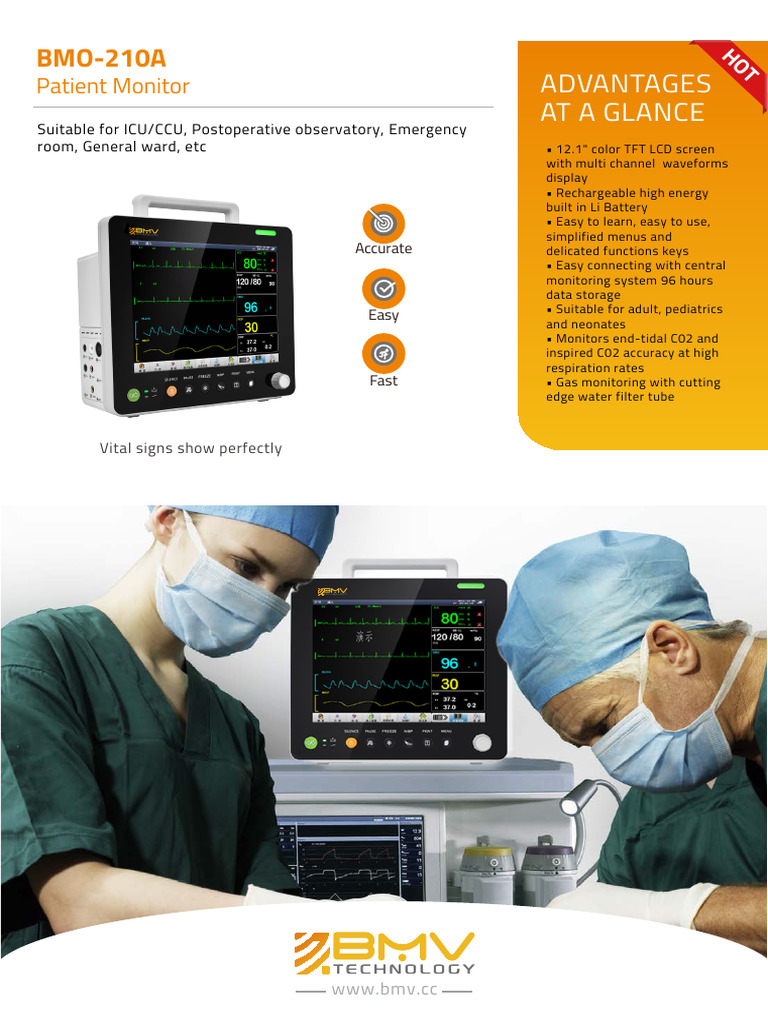 BMO-210A Patient Monitor Features & Specs | PDF | Monitoring (Medicine ...