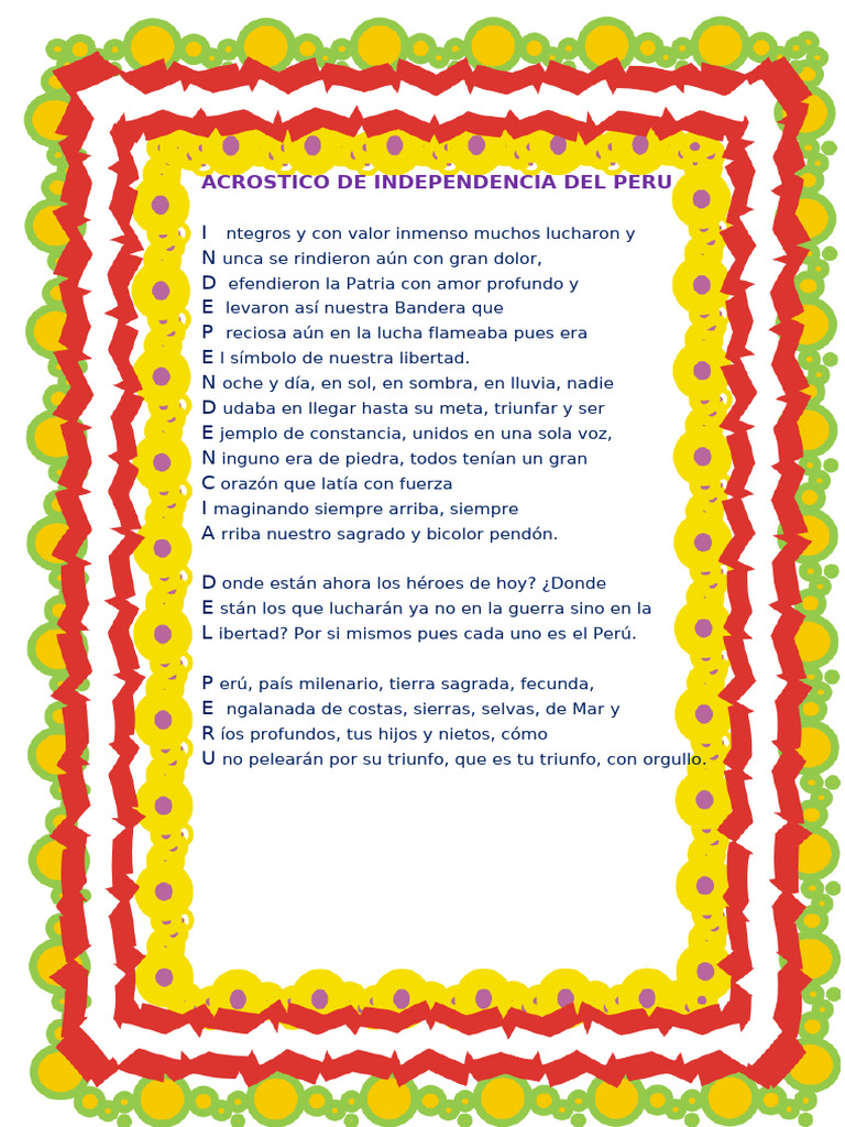 Acróstico de la Independencia del Perú | PDF | Perú | Imperio Inca