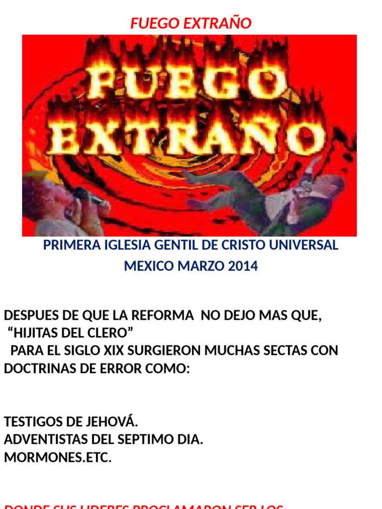 Fuego Extraño en Las Iglesias (Apostasia) | PDF | Pentecostalismo ...