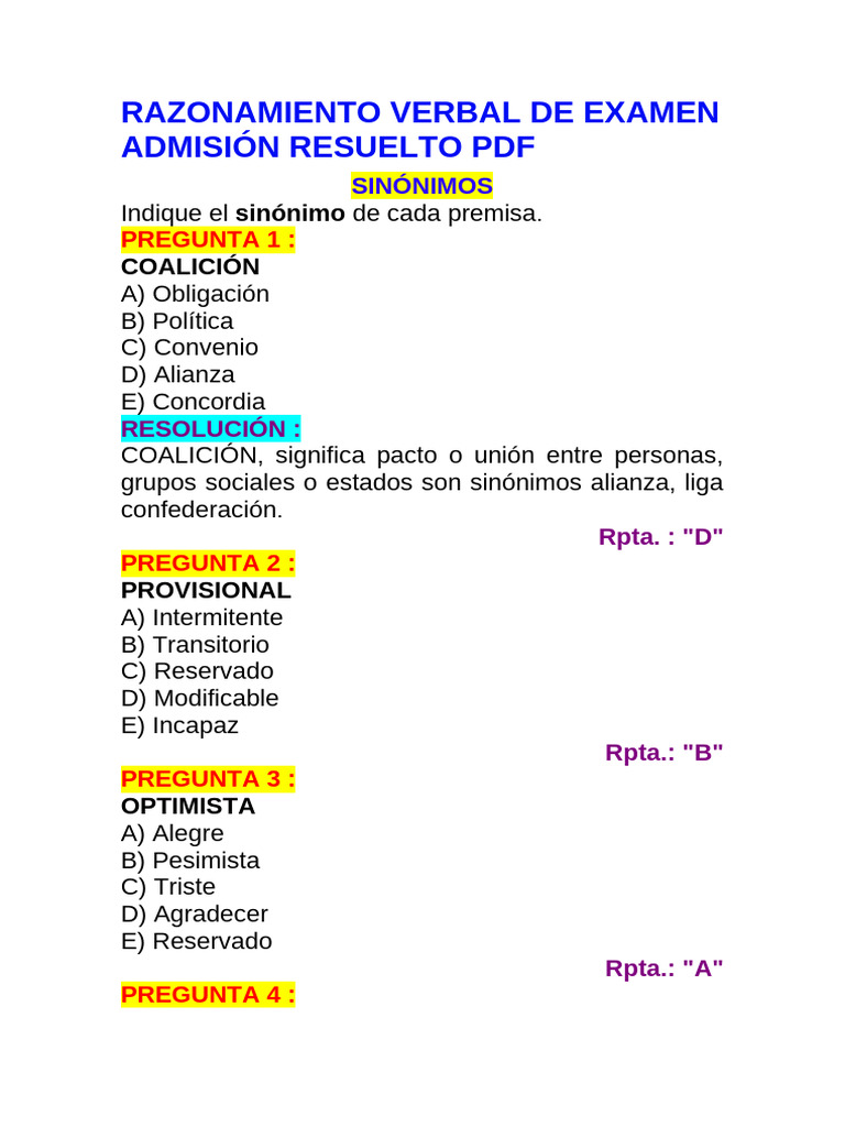 Razonamiento Verbal de Examen Admisión Resuelto Up | PDF | La energía nuclear | Física nuclear