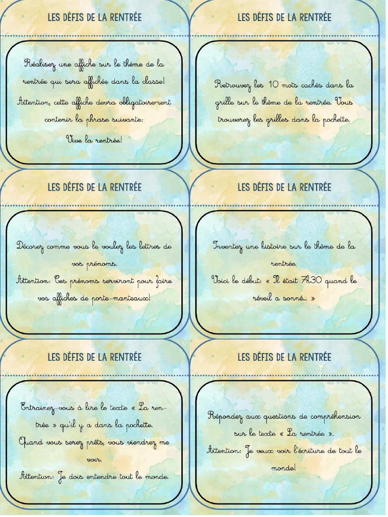 Défis de Rentrée 2017 2018 Styloplumeblog - FR | PDF