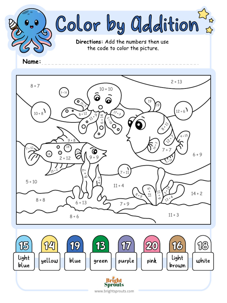 10_addition_color_by_number_11-20 | PDF