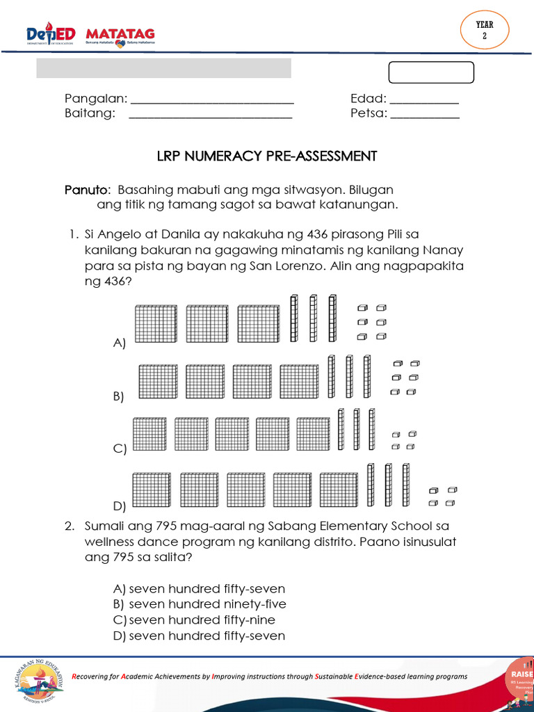 Lrc Pre Assessment for Grade 3 | PDF