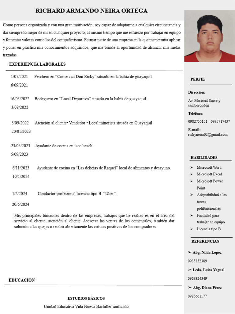 Curriculum Vitae- Neira Richard | PDF