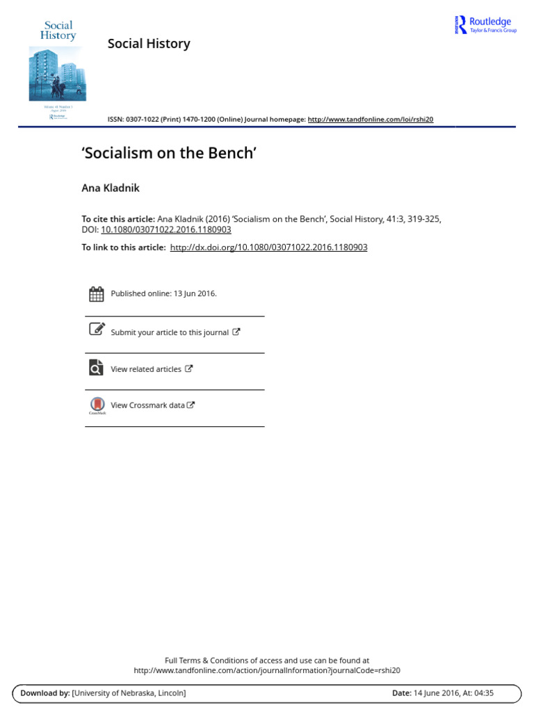 Ana Kladnik - Socialism On The Bench - Review | PDF | Socialist Federal Republic Of Yugoslavia ...