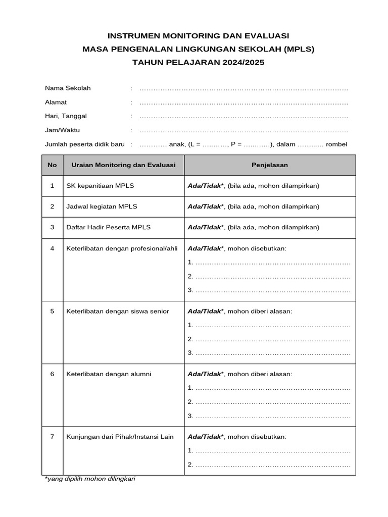 Instrumen Monitoring MPLS 2024 | PDF | Komputer