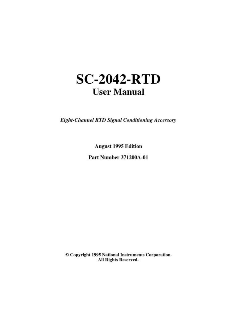 SC-2042-RTD: User Manual | PDF | Calibration | Electrical Connector