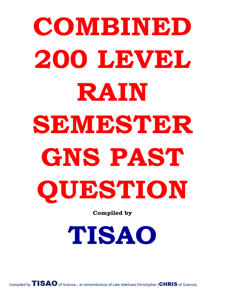 Combined 200 Level Rain Semester Gns Past Question-3 | PDF ...