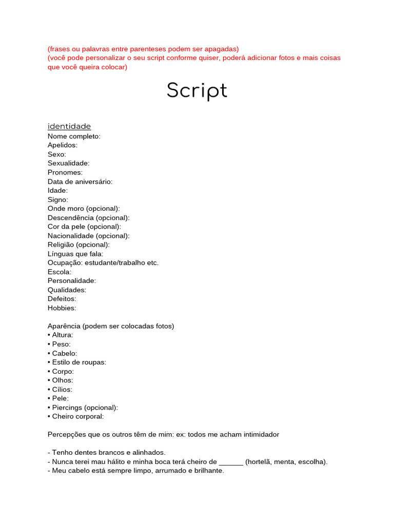 Modelo Script - Por @ymlfspeciar | PDF | Autoajuda