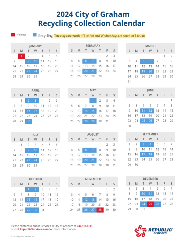 Graham Recycling Calendar 2024 | PDF | Recycling | Paper