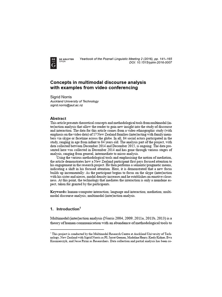 Concepts in Multimodal Discourse An | PDF | Attention | Discourse