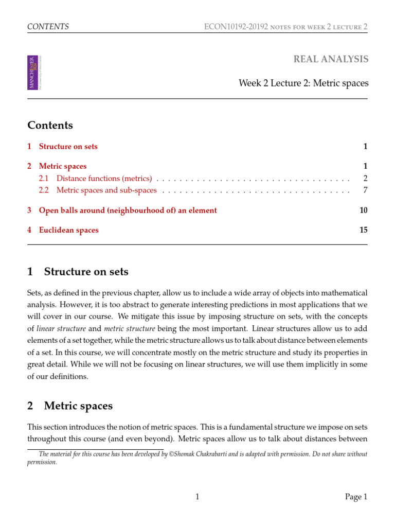 ECON 10192 20192 Week2-Lecture2-Notes-5 | PDF | Euclidean Space | Distance