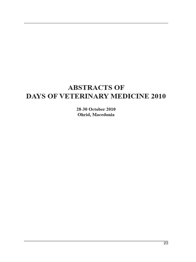 Abstracts of DVM 2010 | PDF | Infection | Medicine