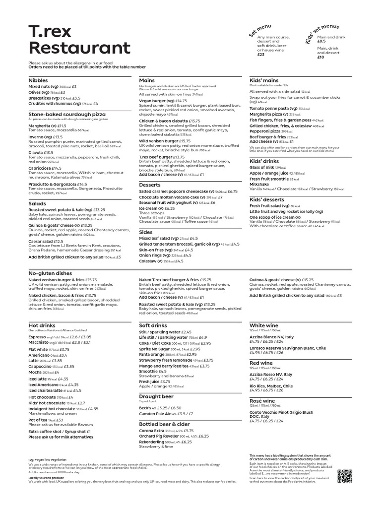 T.rex Restaurant Menu | PDF | Hamburgers | Pickling