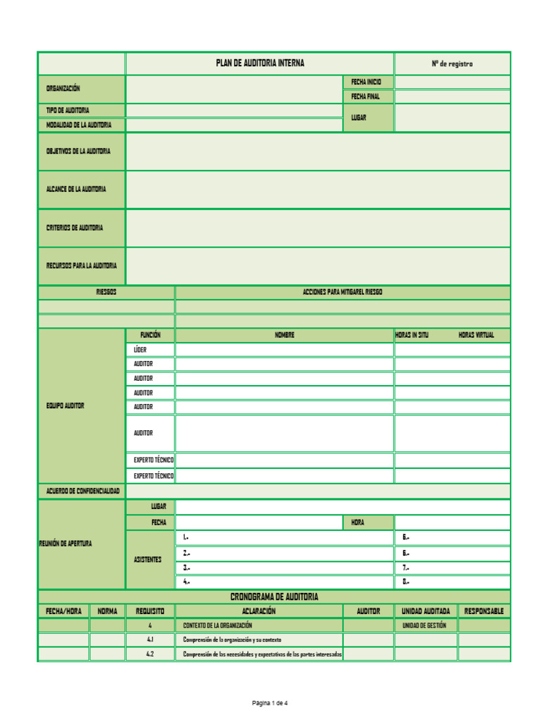 MODELO PLAN DE AUDITORIA | PDF | Auditoría | Planificación