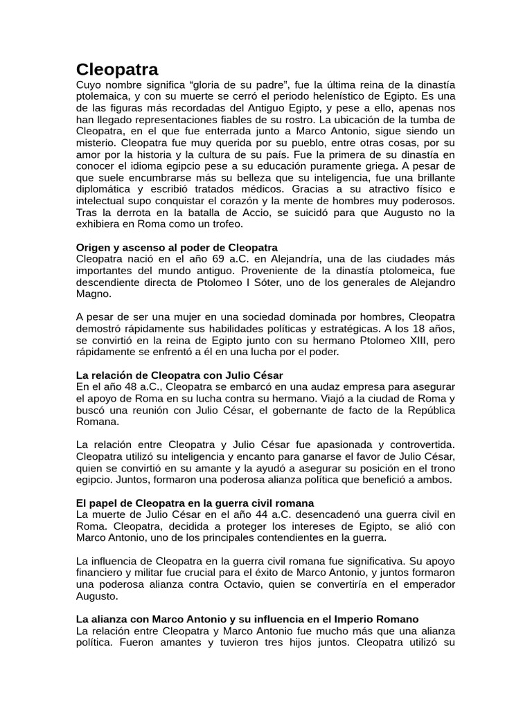 Cleopatra | PDF | Cleopatra | Mark Antony