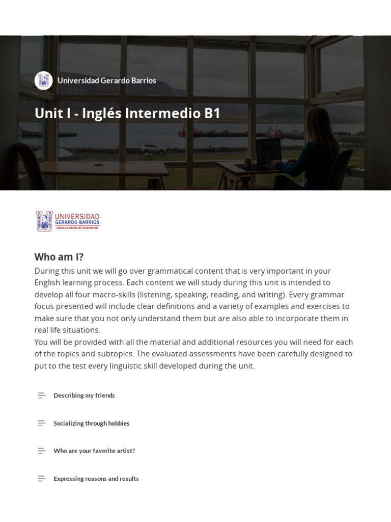 Unit I Ingles Intermedio B 1 | PDF | Adverb | Verb