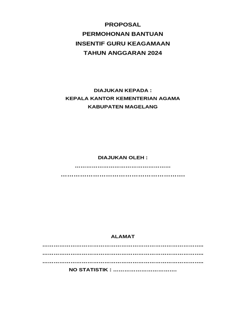 Contoh Proposal Insentif Guru Ngaji 2023 | PDF