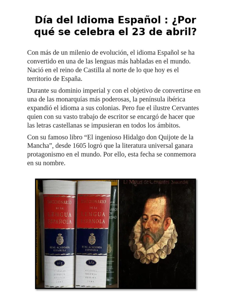 Día Del Idioma Español | PDF | Lengua española | España