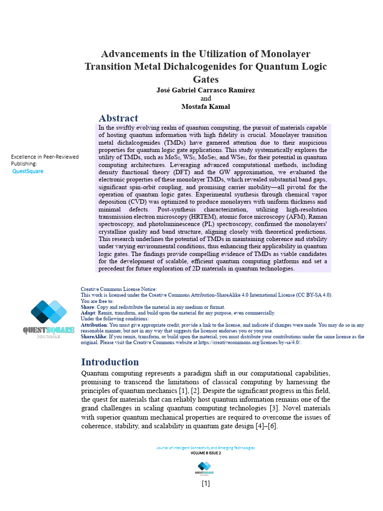 Advancements in The Utilization of Monolayer Transition Metal Dichalcogenides For Quantum Logic ...