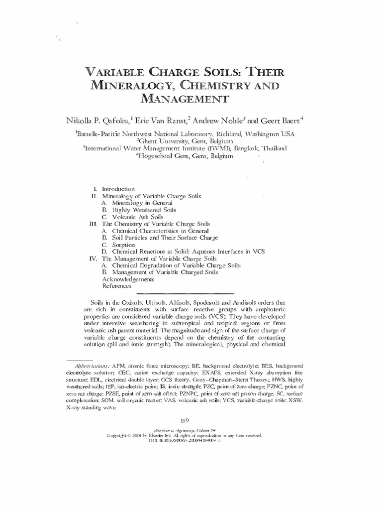 Variable Charge Soils Their Mineralogy C | PDF | Soil | Minerals