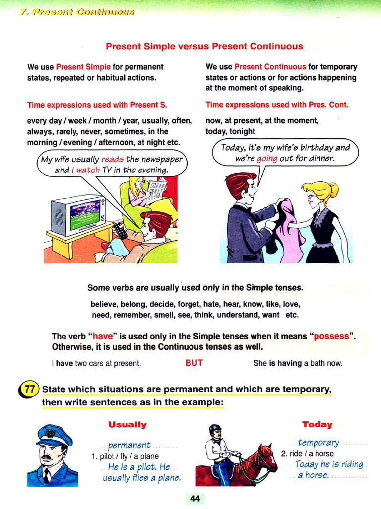 Round-Up - 3 - Present Simple or Continuous | PDF