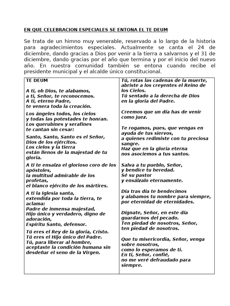 Te Deum | PDF | María, madre de Jesús | Cristo (título)