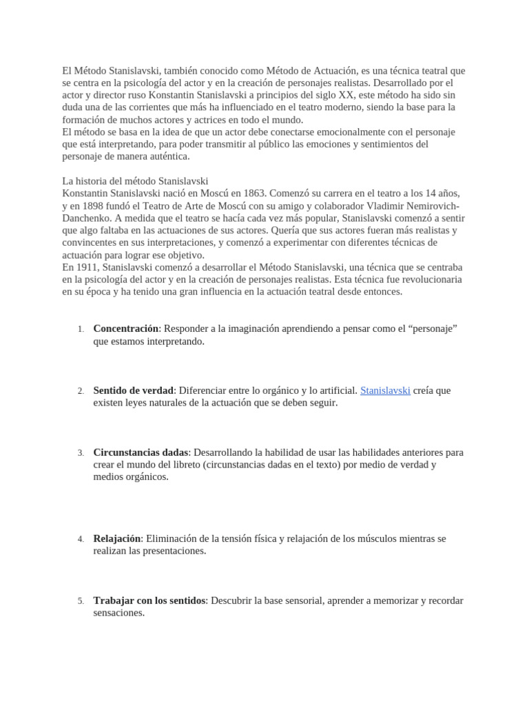 El Método Stanislavski | PDF | Interino | Actor