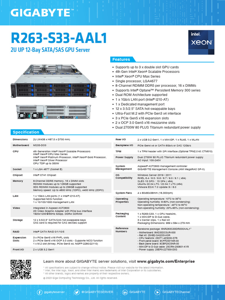 CFBD R263-S33-AAL1 Datasheet v1.0 | PDF | X86 Architecture | Computer ...