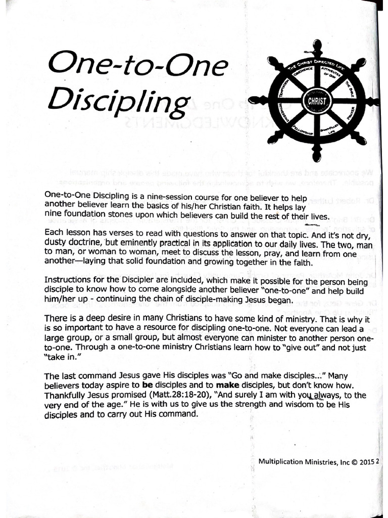 One To One Discipling Part 1 | PDF