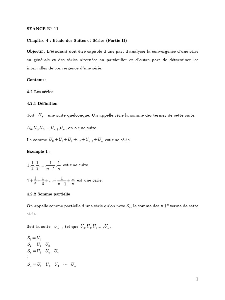 Convergence des Séries et Suites Mathématiques | PDF | Concepts ...