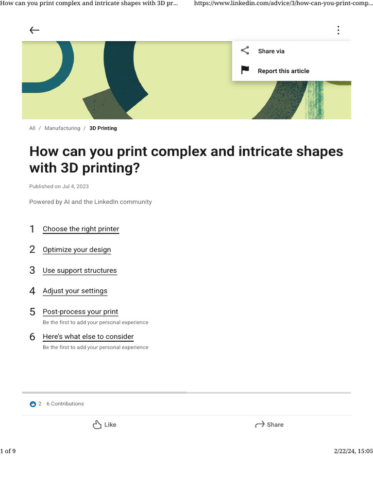How Can You Print Complex and Intricate Shapes | PDF | 3 D Printing ...