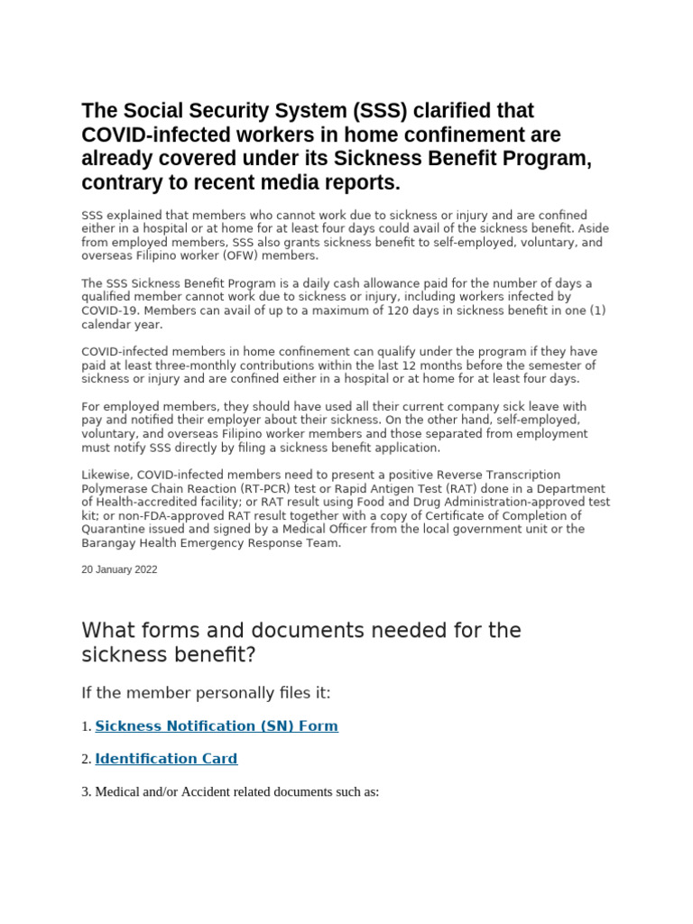 The Social Security System-Legal Advisory Home Quarantine Due To Covid ...