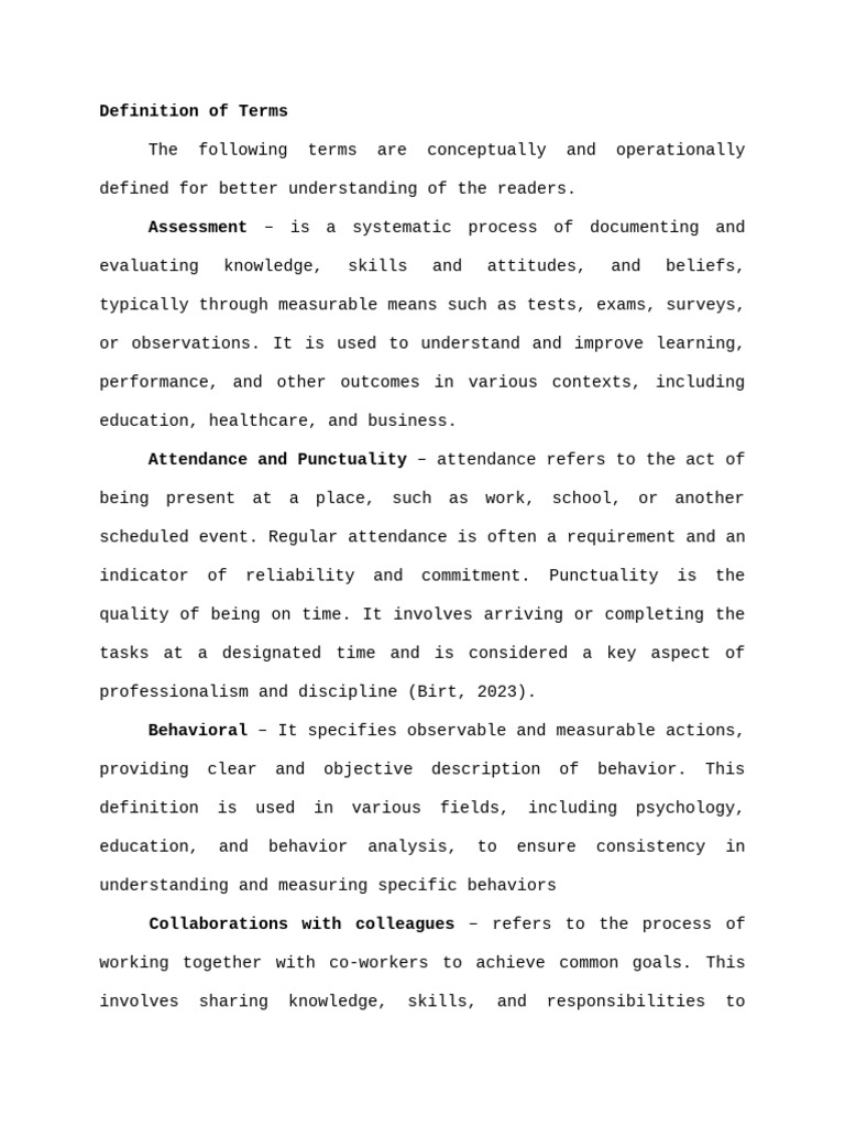 Definition of Terms-revised | PDF | Learning | Educational Assessment