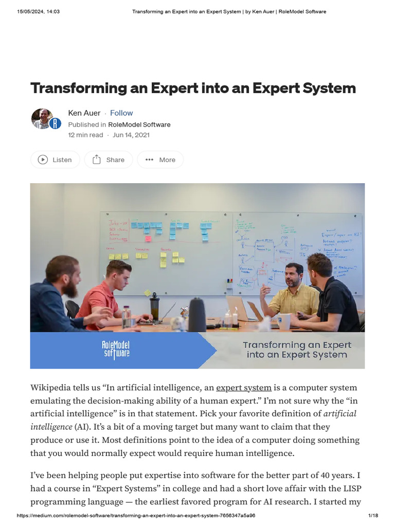 Transforming an Expert Into an Expert System _ by Ken Auer _ RoleModel ...