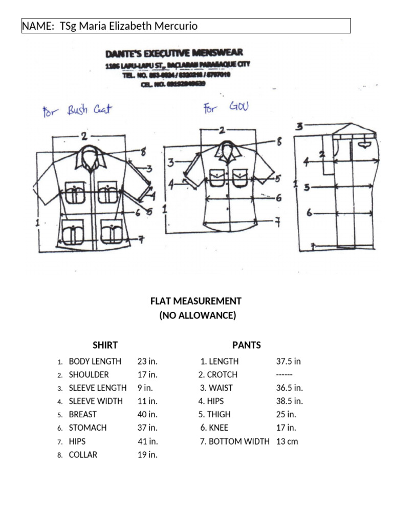 Tariff-Sizes-Fill-up Sample | PDF