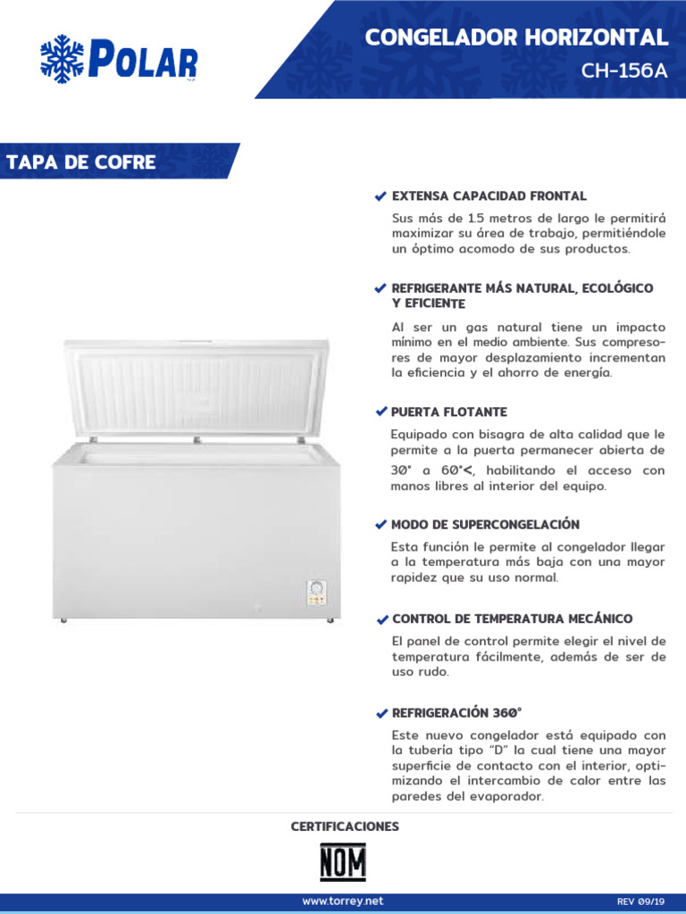 Congelador Horizontal CH-156A Especificaciones | PDF | Naturaleza
