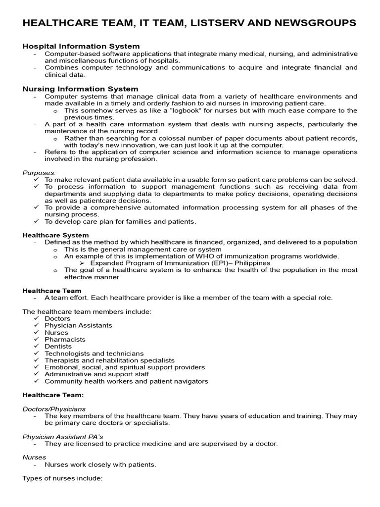 Nursing Information System Team and Leadership Role of The Nurse in The ...
