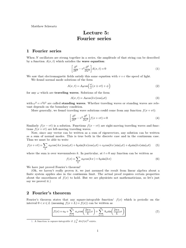 Lecture5 Fourier | PDF | Waves | Fourier Series