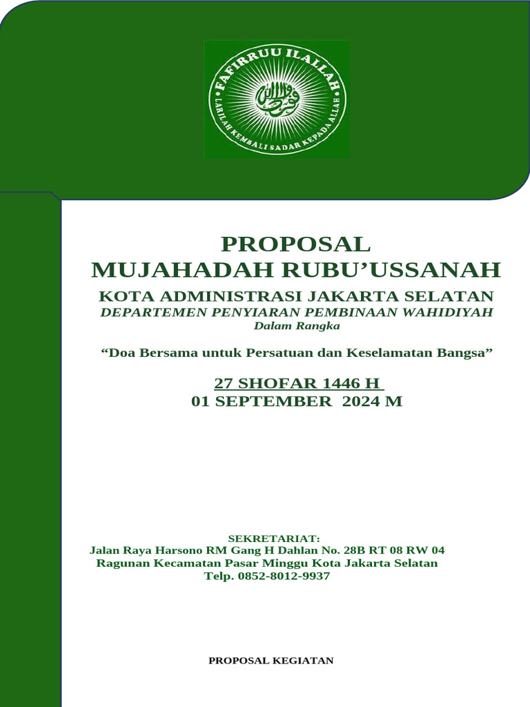 Mujahadah Rubu’ussanah Jakarta Selatan | PDF | Agama & Spiritualitas