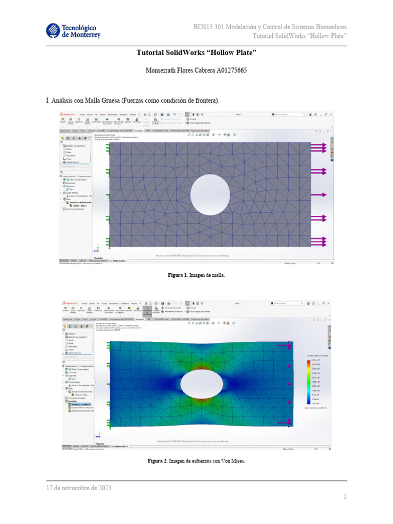 Análisis SolidWorks: Hollow Plate | PDF