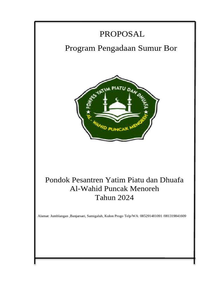 Proposal Sumur Bor untuk Al-Wahid | PDF | Kesehatan Holistik
