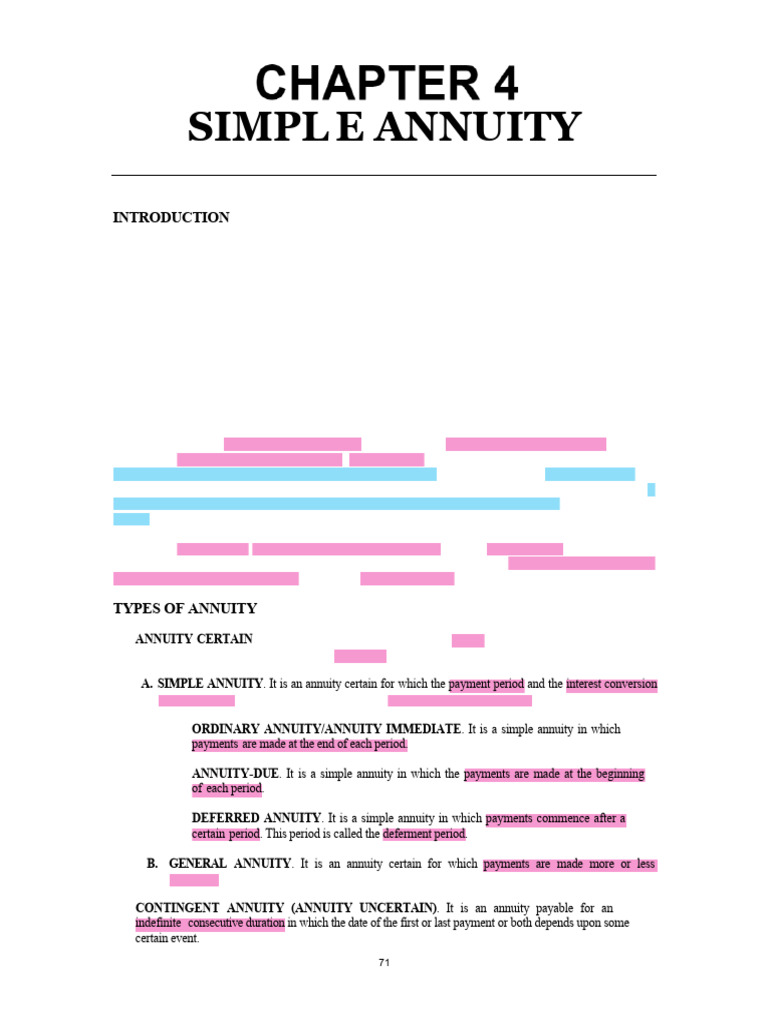 Chapter 4 Simple Annuity | PDF | Present Value | Life Annuity